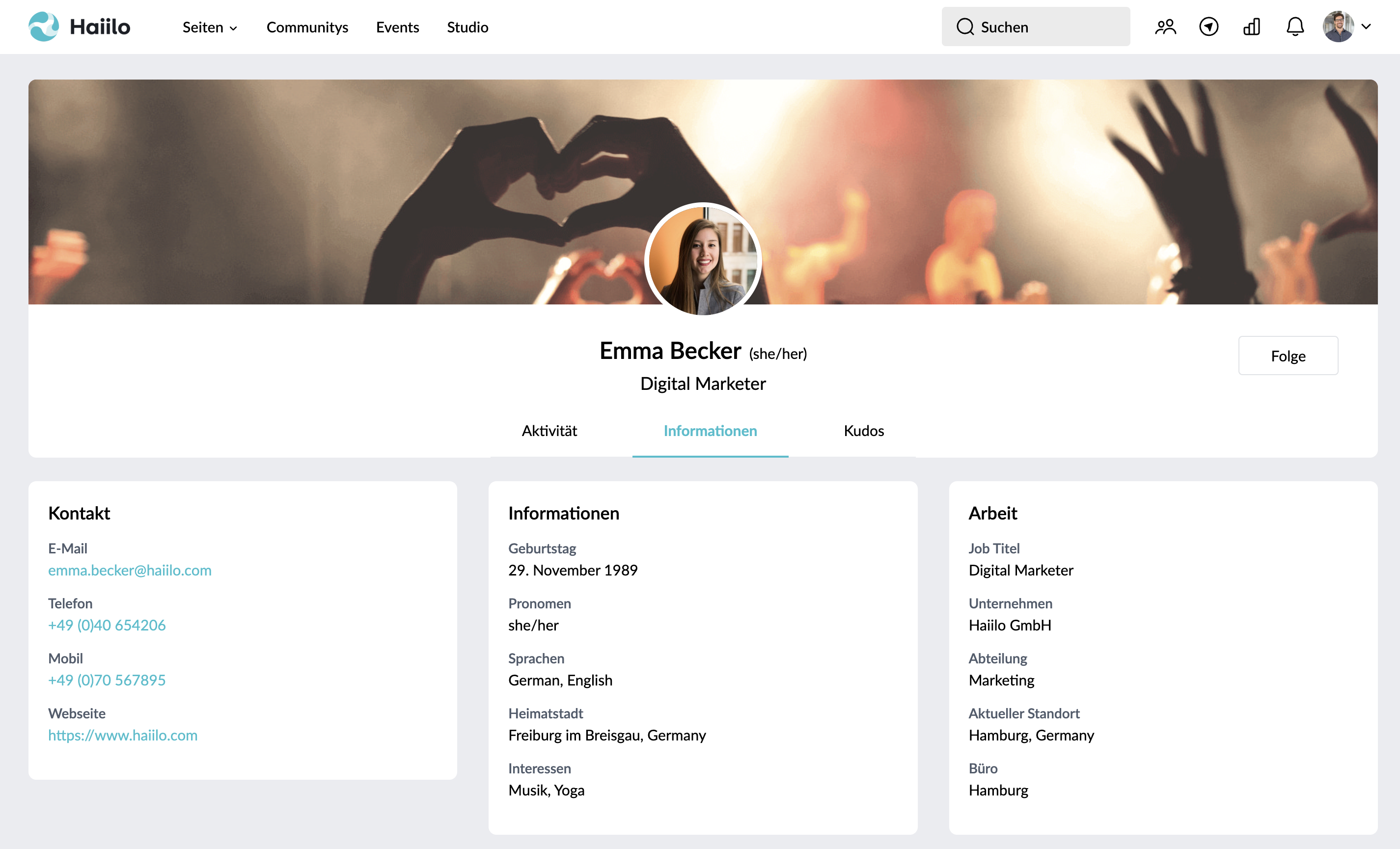 Nutzer Profil – Haiilo Support Center
