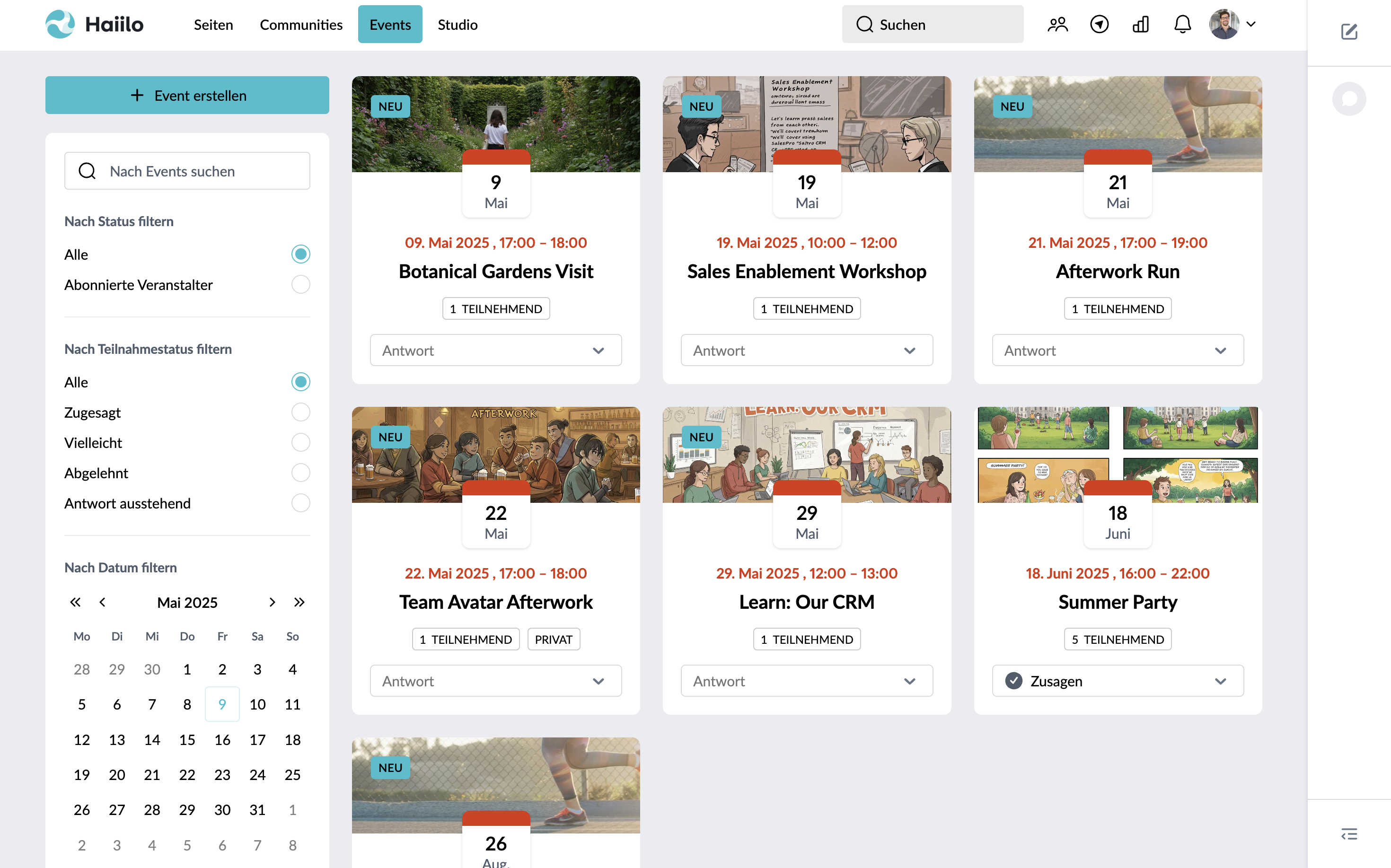 Events Überblick – Haiilo Support Center