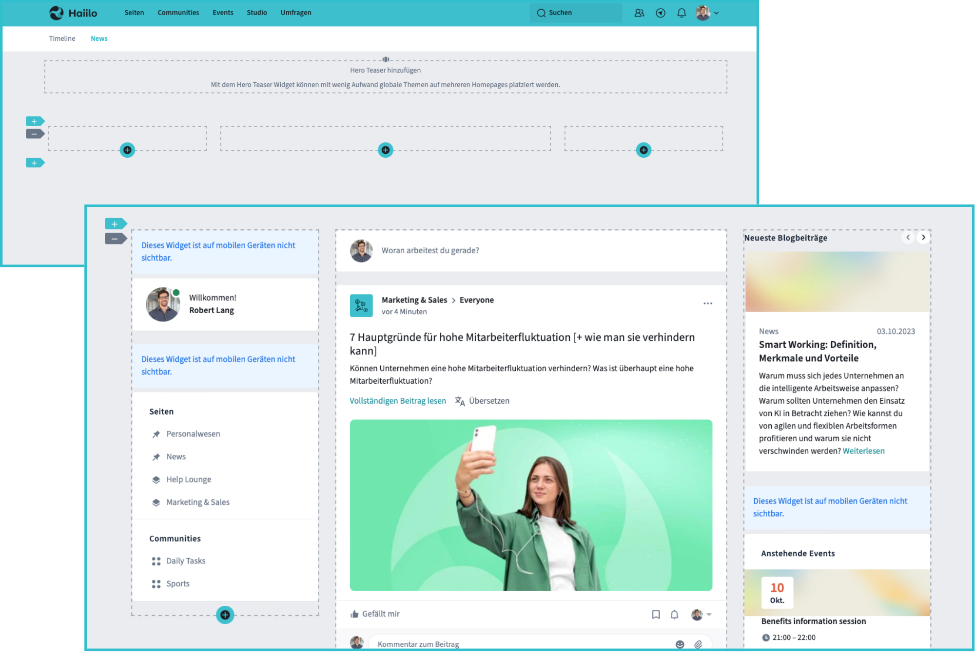 Widgets Überblick – Haiilo Support Center