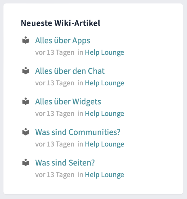 Neueste Wiki-Artikel Widget – Haiilo Support Center