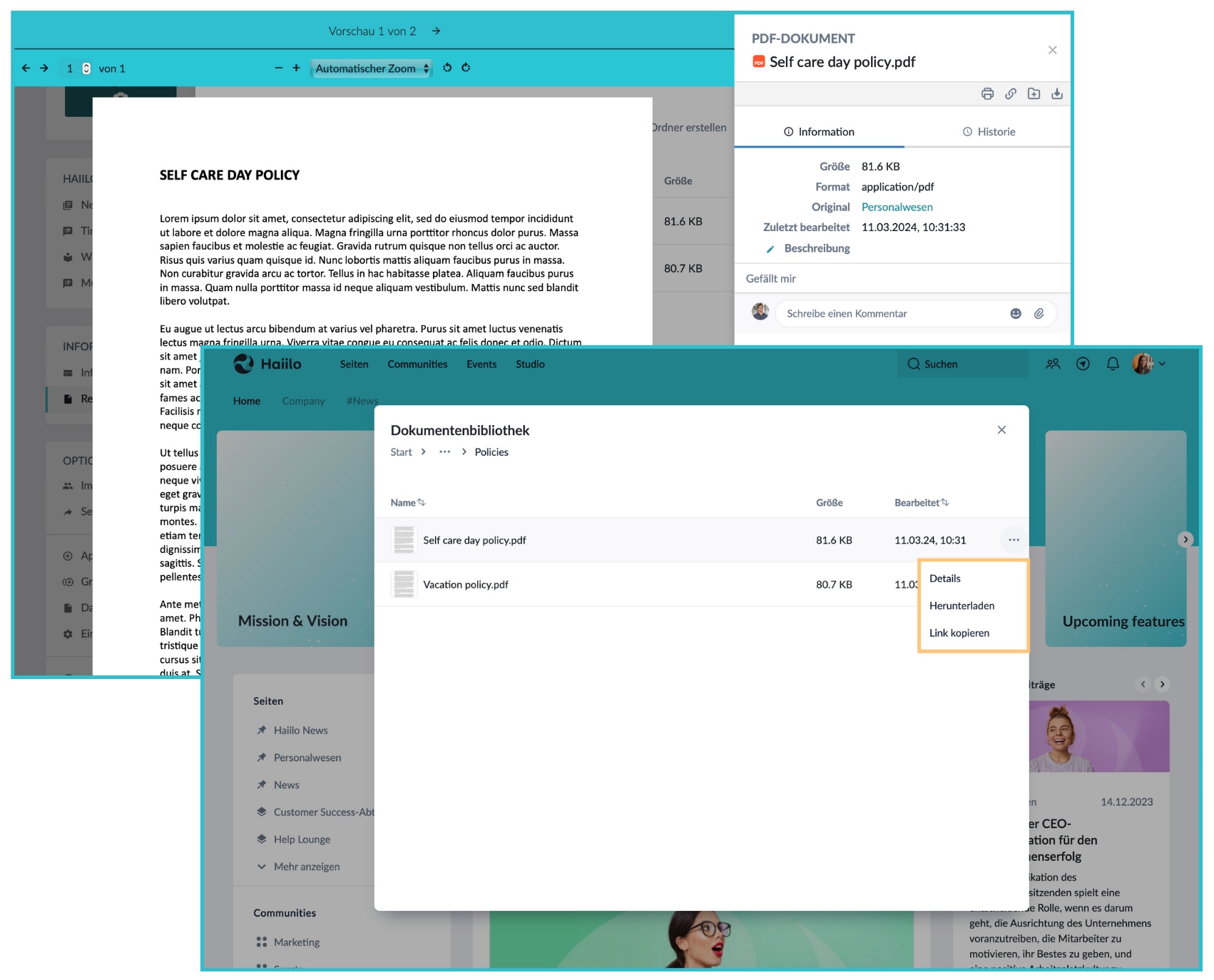 Datei-Bibliothek Überblick – Haiilo Support Center