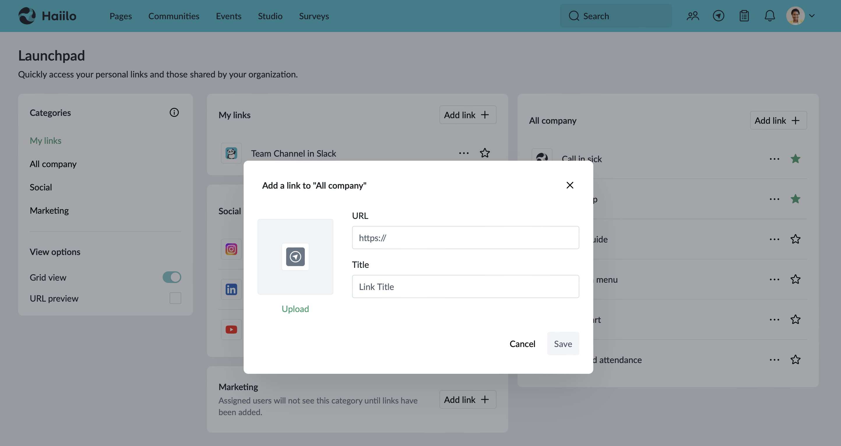 Managing launchpad links – Haiilo Support Center