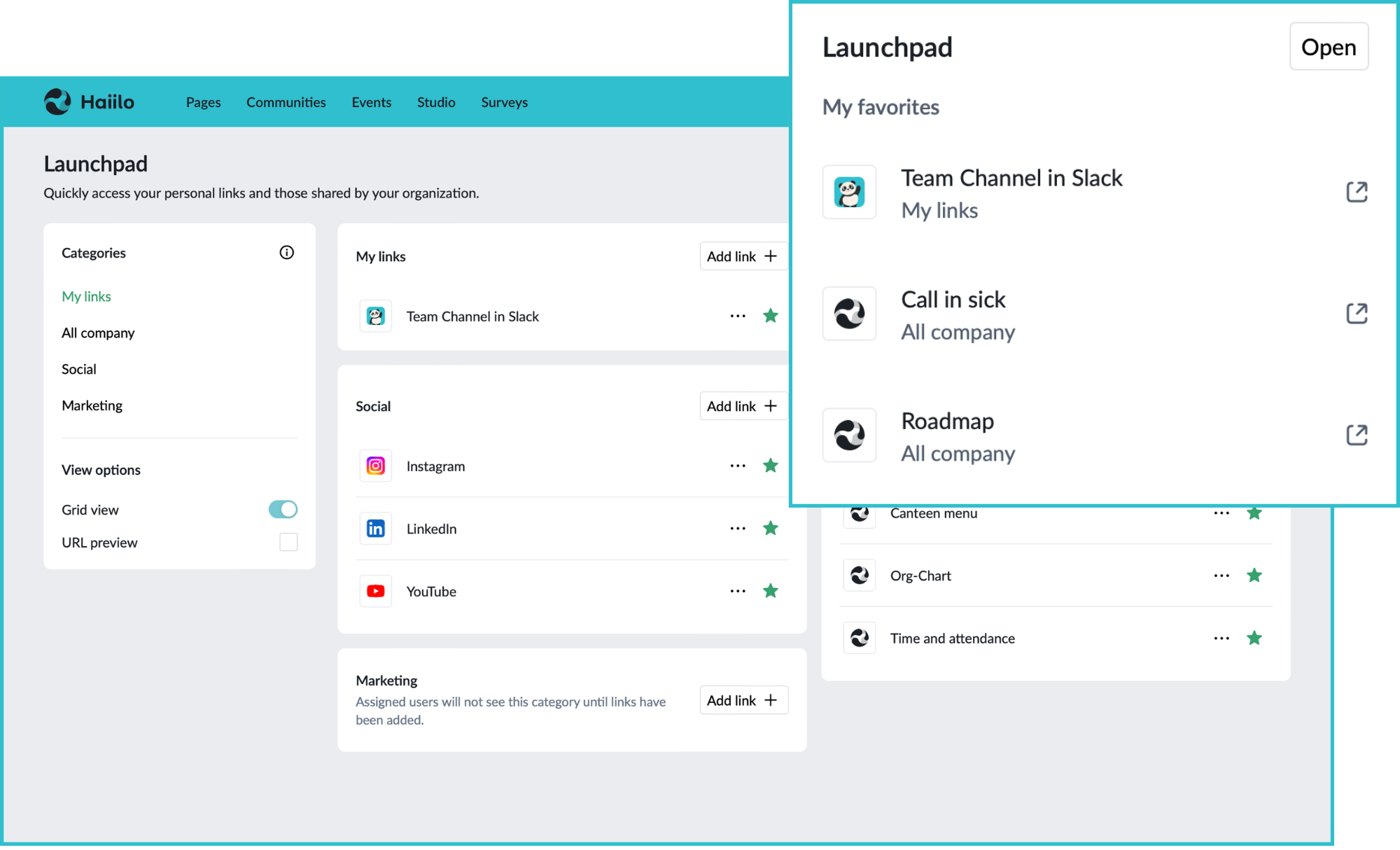 Launchpad overview – Haiilo Support Center