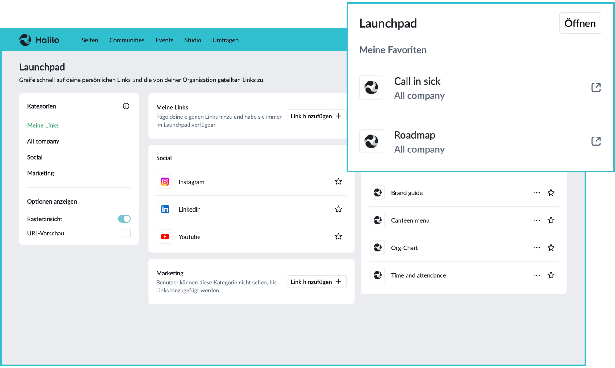 Launchpad Überblick – Haiilo Support Center