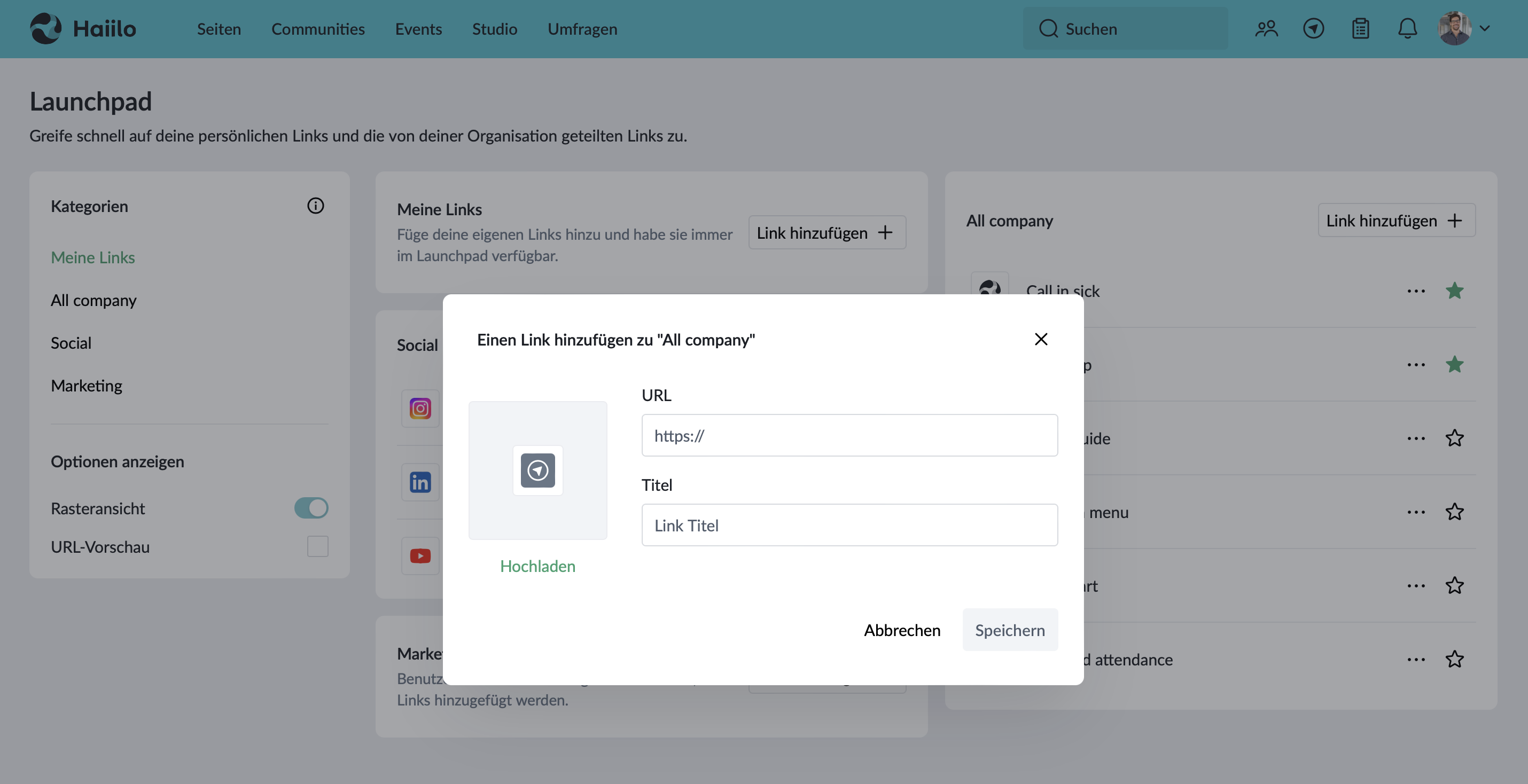Launchpad-Links verwalten – Haiilo Support Center