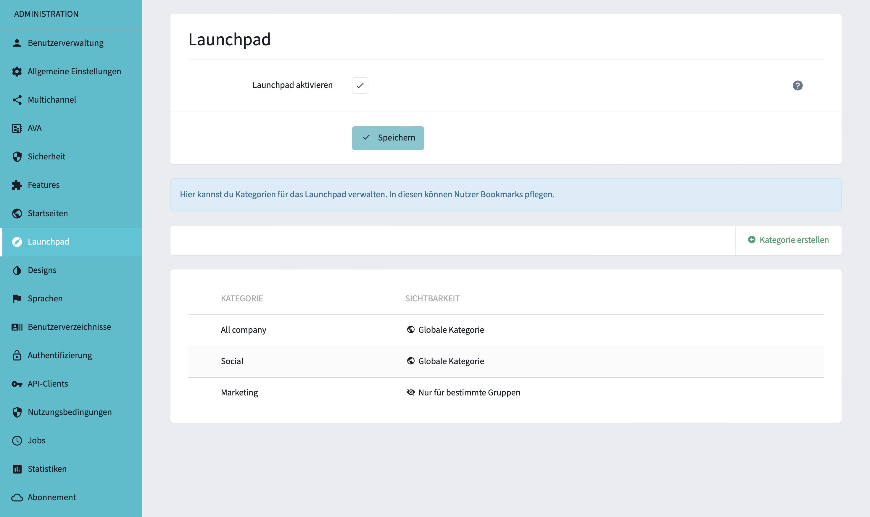 Launchpad-Kategorien erstellen – Haiilo Support Center