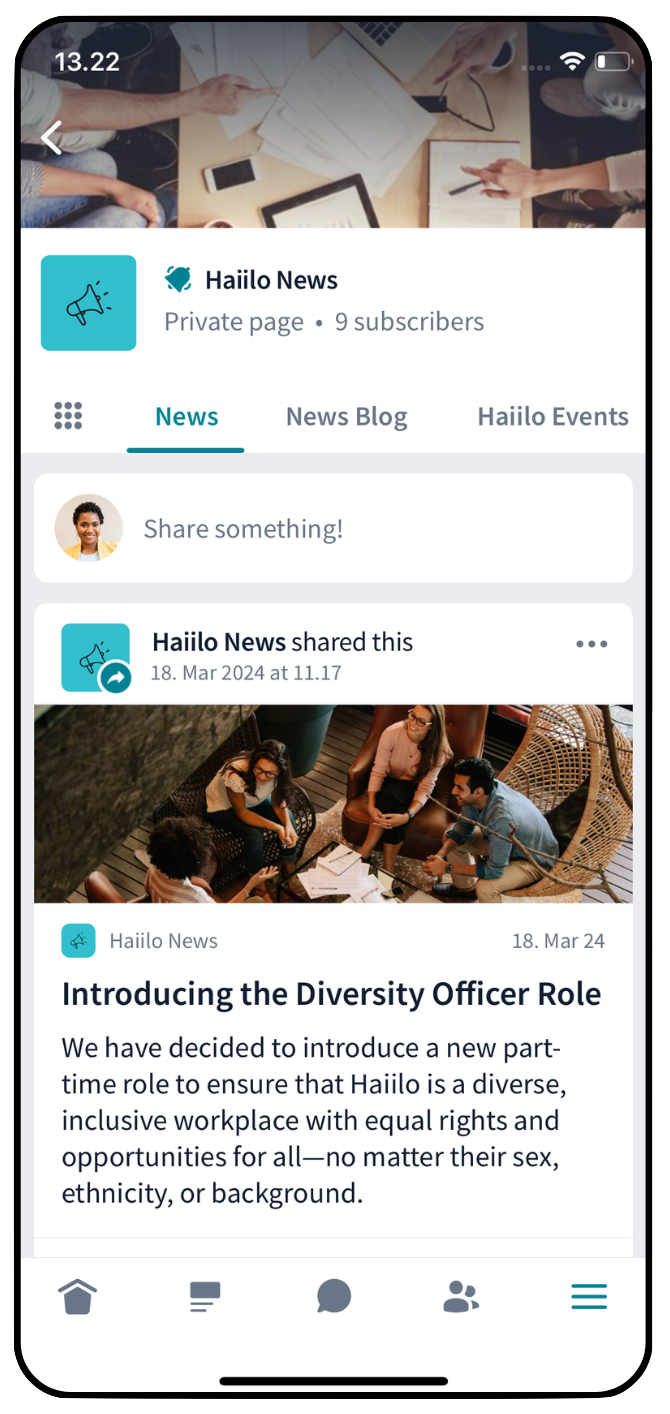 Pages on mobile – Haiilo Support Center