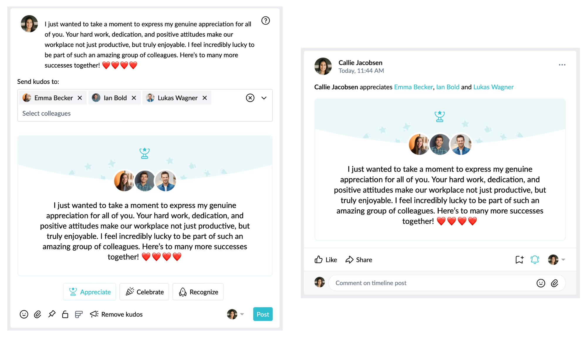 Sending and receiving kudos – Haiilo Support Center