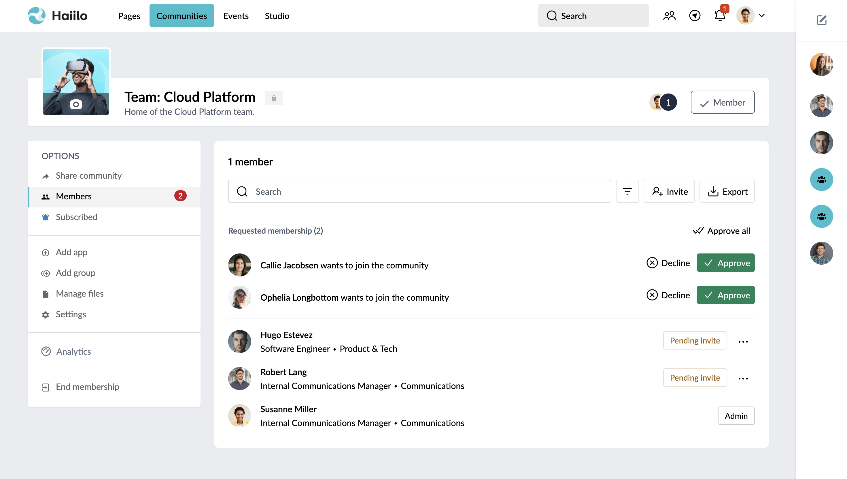 Managing community members – Haiilo Support Center