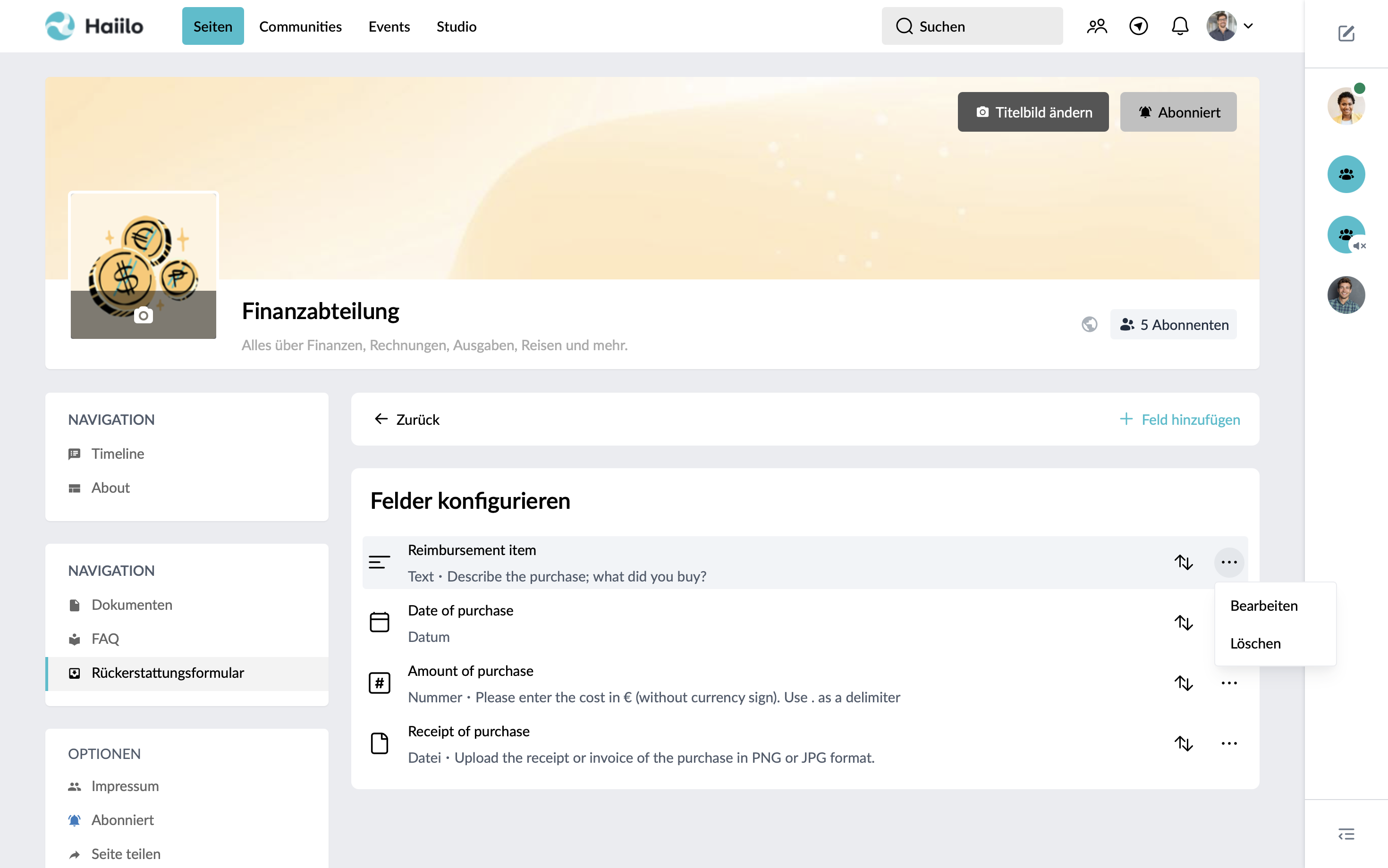 Formulare erstellen – Haiilo Support Center