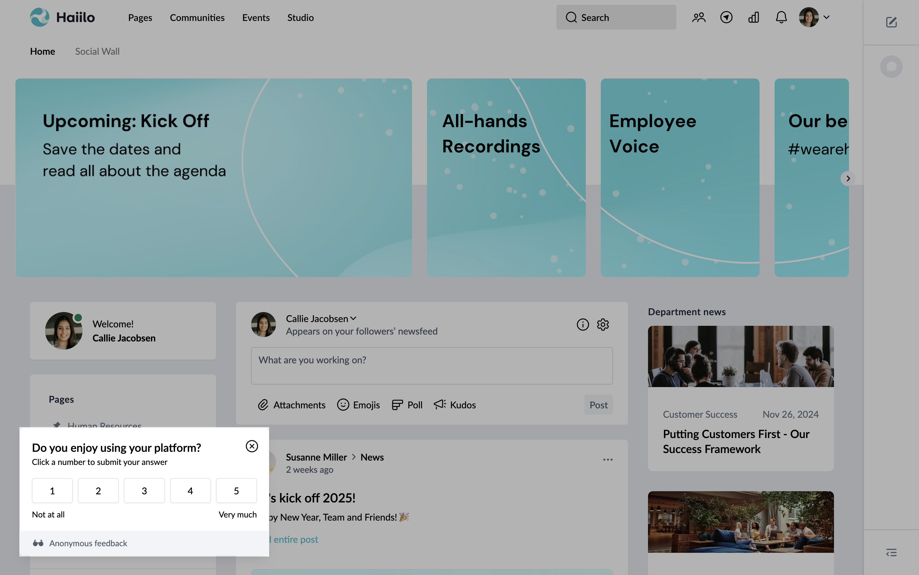 Enabling Haiilo's user satisfaction tool – Haiilo Support Center