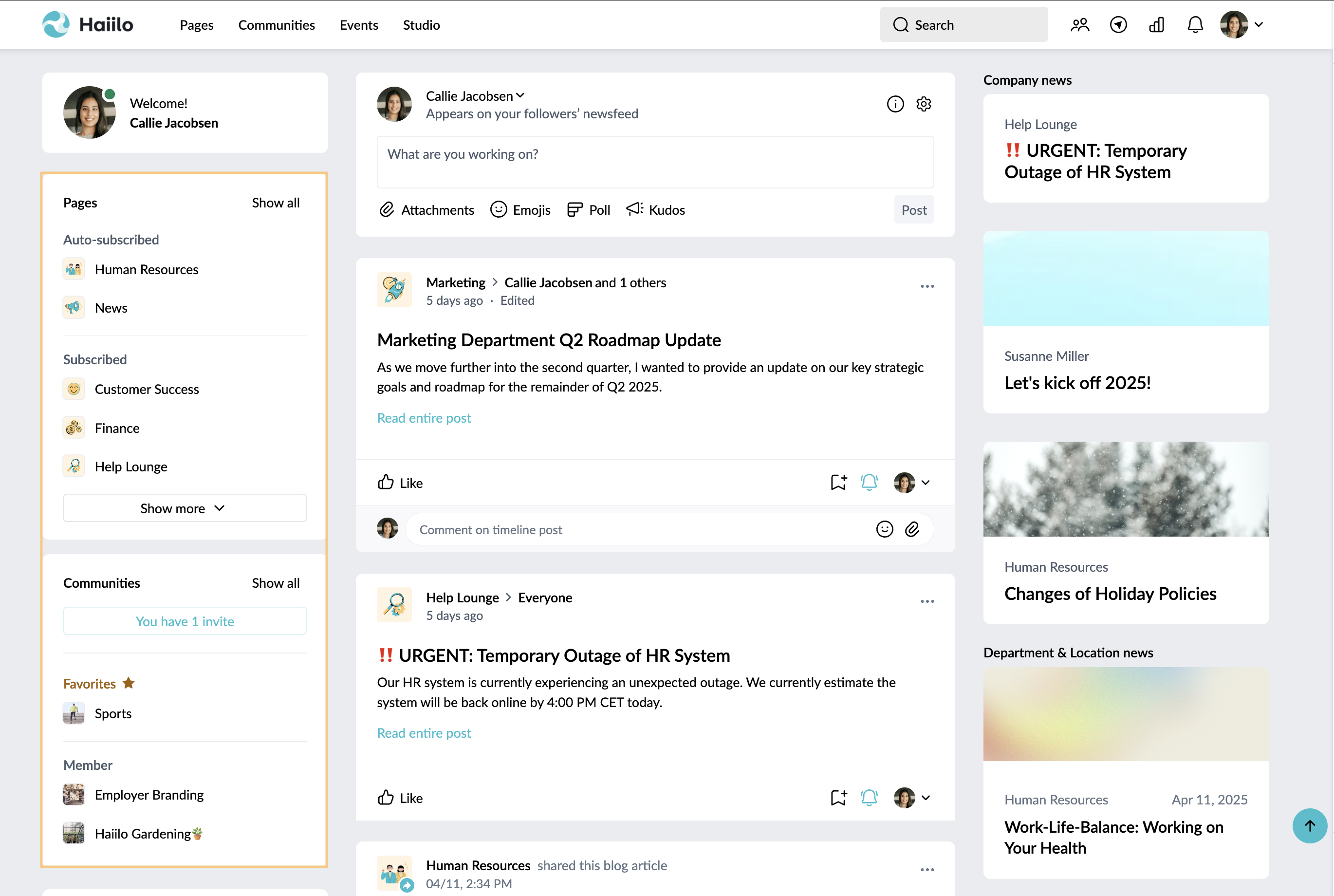 Subscriptions widget – Haiilo Support Center