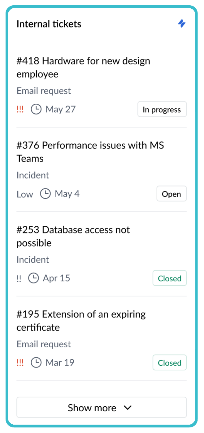 Internal Tickets widget – Haiilo Support Center