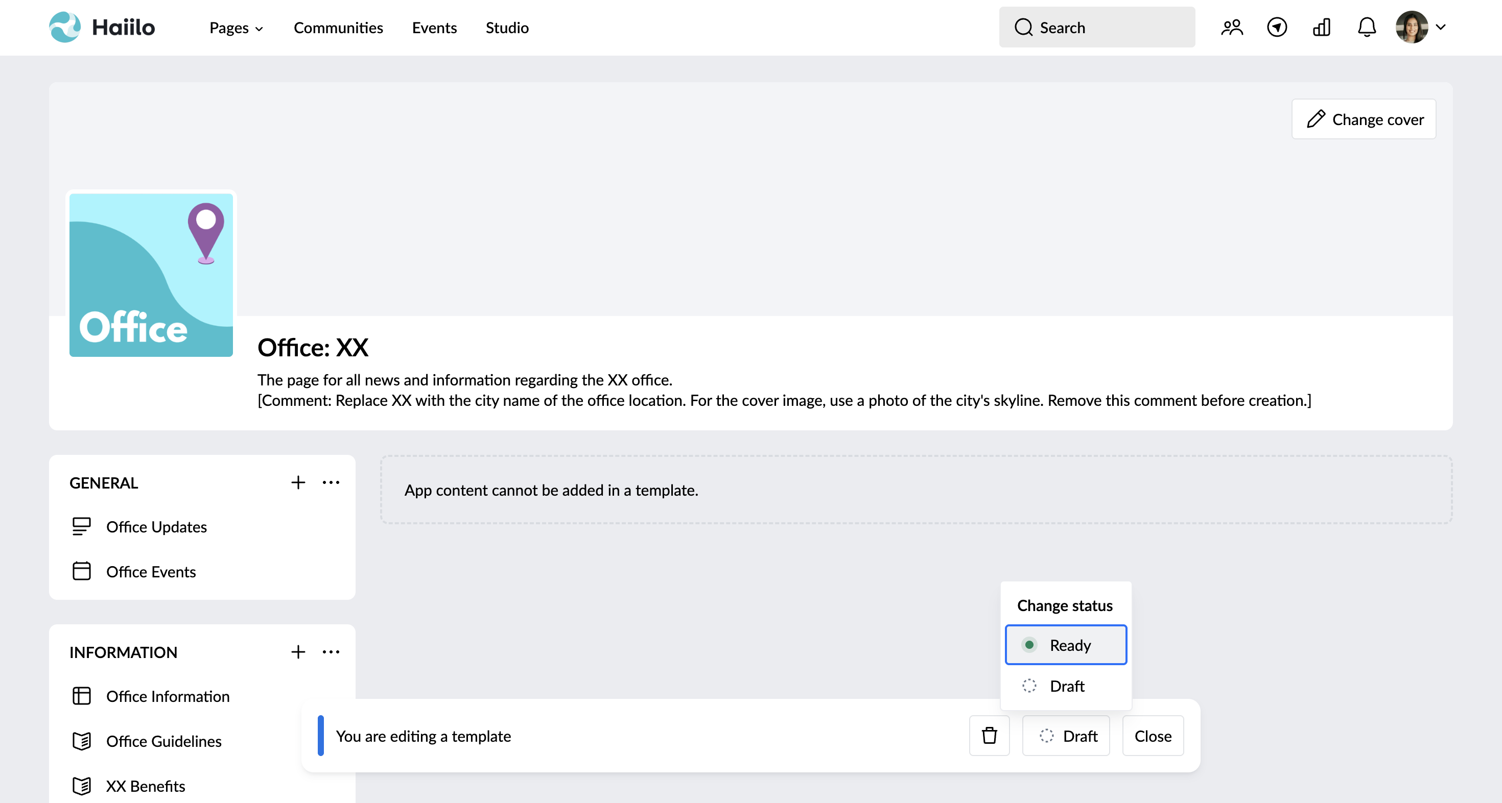 Using custom page templates – Haiilo Support Center
